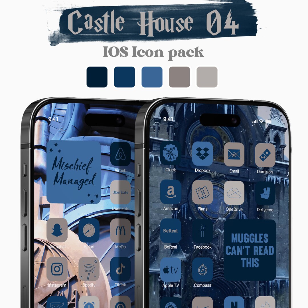 BLUE and SILVER Wizard Houses | App Icons Magic School Ios 17 ...