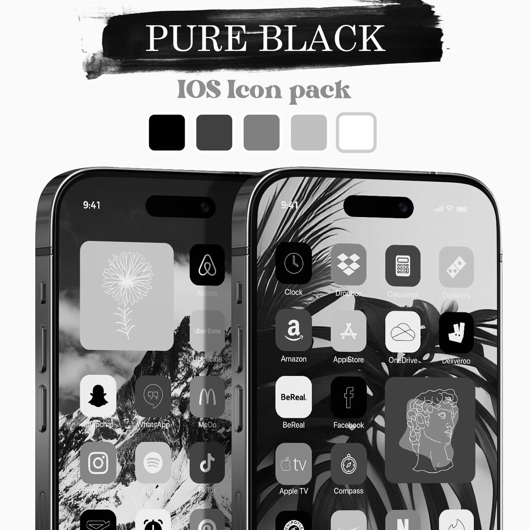 PURE BLACK - Ios Icons Pack | iPhone Ios 17 App Aesthetic | Minimalist ...