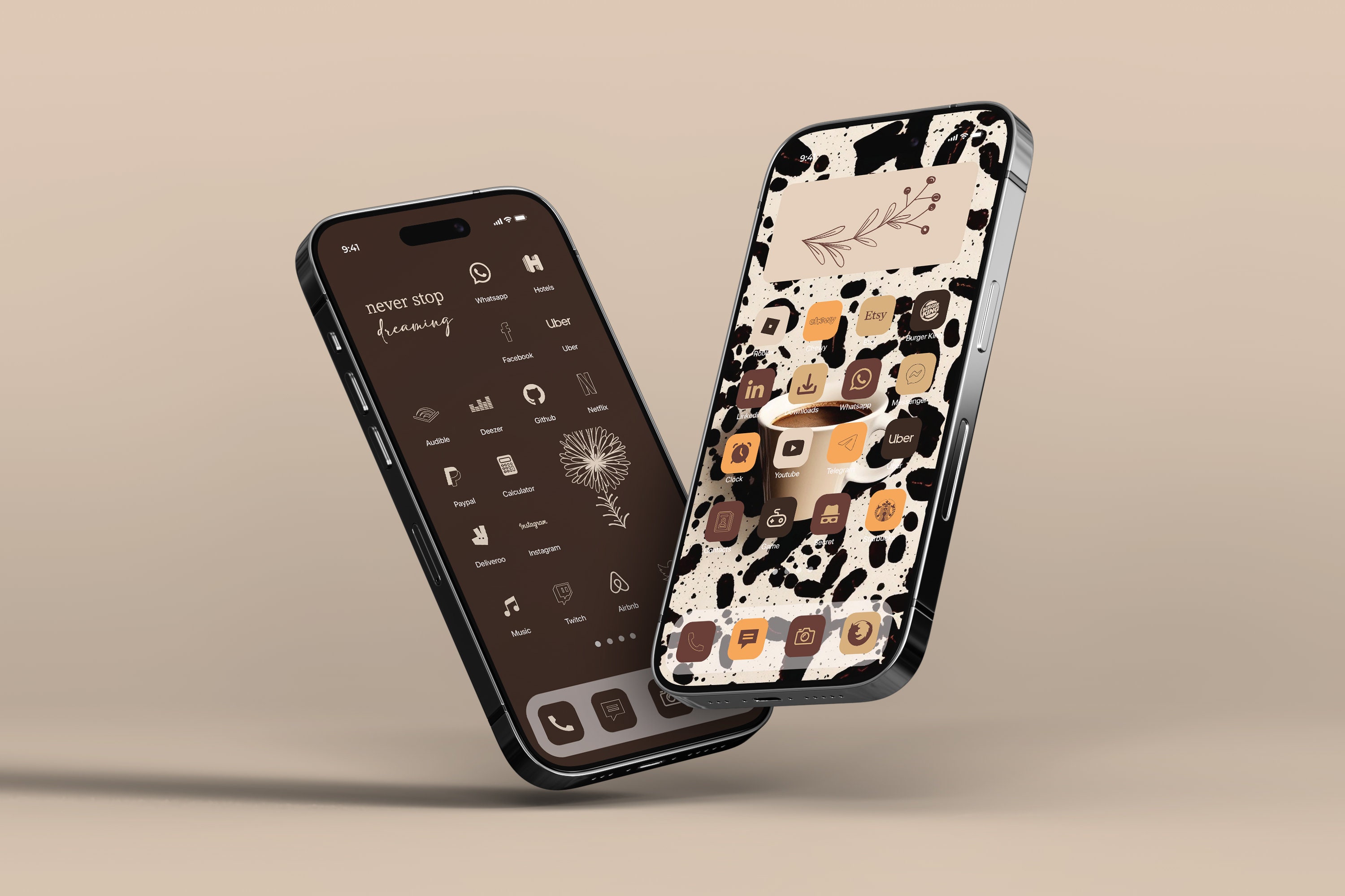 COFFEE / BROWN Colors - Ios Icons Pack | iPhone Ios 17 App Aesthetic ...