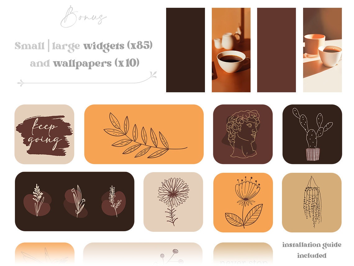 COFFEE / BROWN Colors - Ios Icons Pack | iPhone Ios 17 App Aesthetic ...