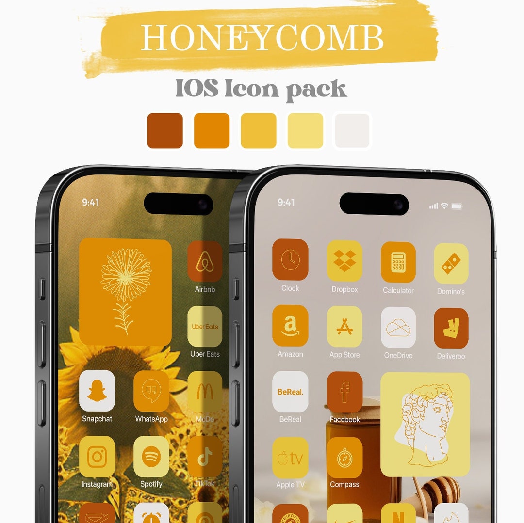 ORANGE and YELLOW - Ios Icons Pack | iPhone Ios 17 App Aesthetic ...