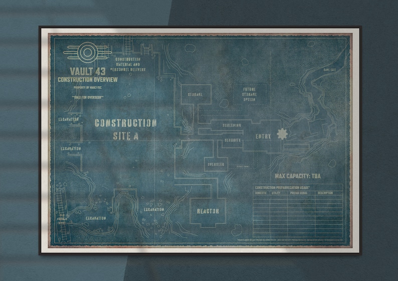 Vault Vintage Blueprint - Fallout Fanart - Etsy