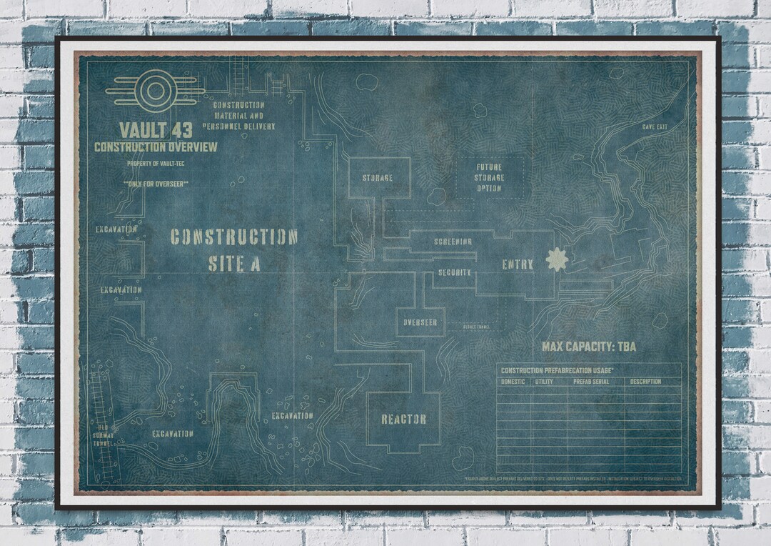 Vault Vintage Blueprint Fallout Fanart - Etsy Australia