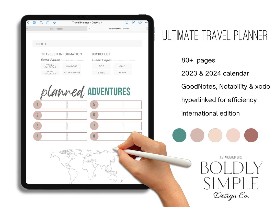 Digital Travel Planner, Goodnotes Planner, iPad Planner, Notability ...