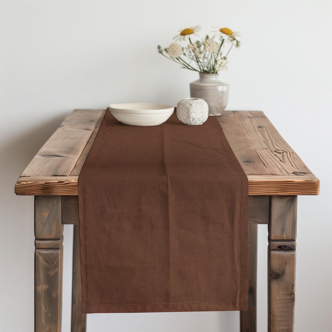 Brown Linen Table Runner, Farmhouse Table Runner, Rustic Country Home ...