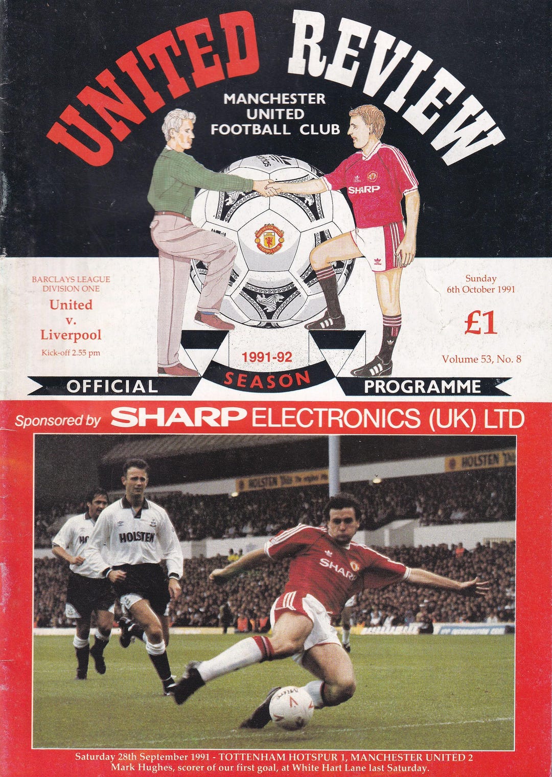 Original Vintage United Review Magazine/programme Manchester United V ...