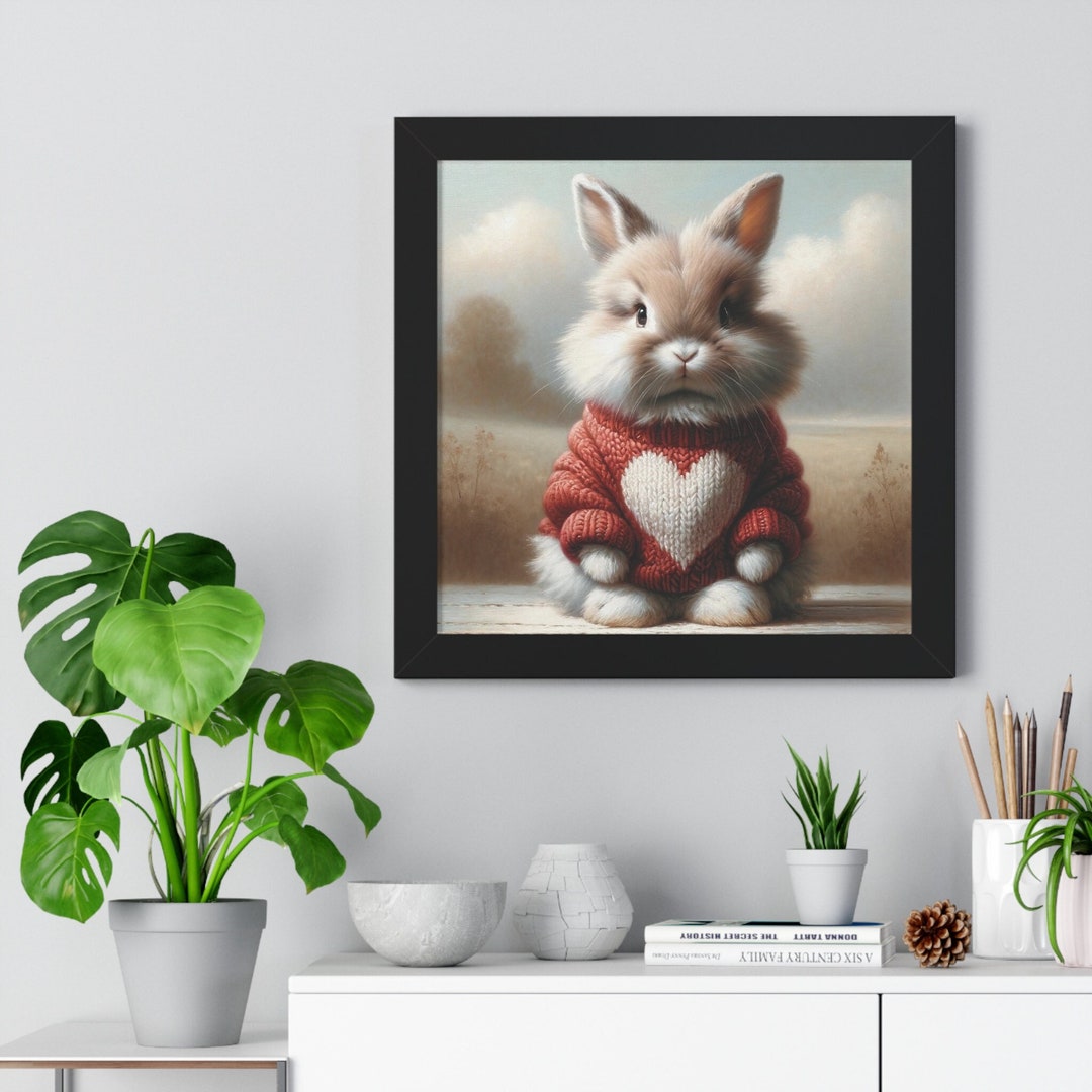 Bunny Rabbit Artwork Cozy Heart Digital Download for Printing on Your ...