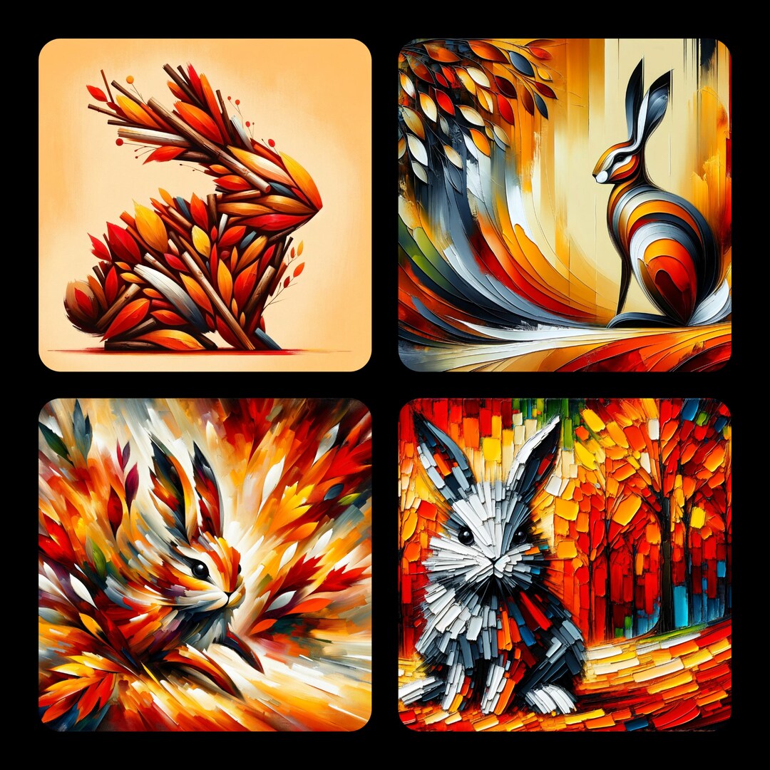 Bunny Rabbit Artwork 4-pack Fall Edge Digital Download for Printing on ...