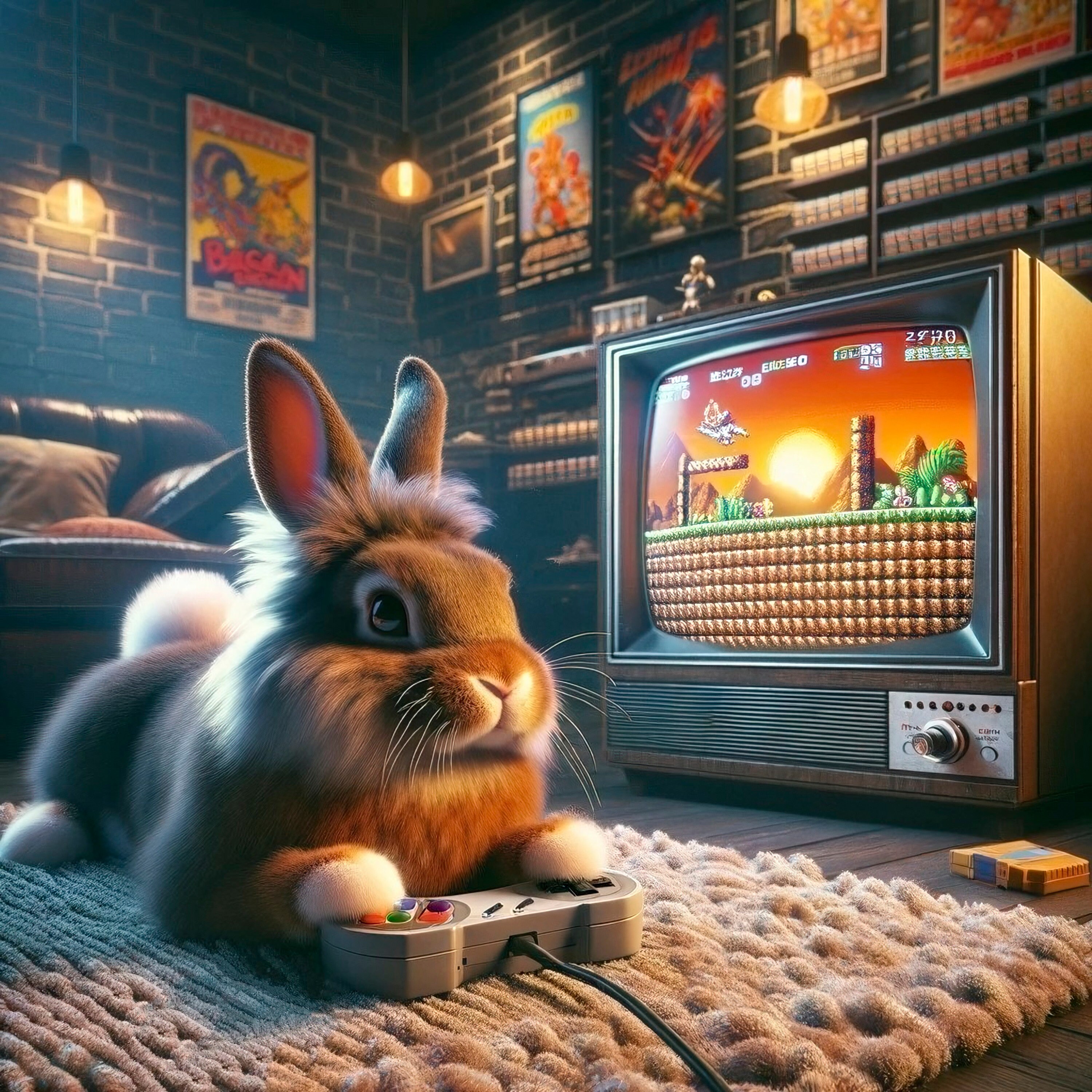 Bunny Rabbit Artwork Gamer Bun Digital Download for Printing on Your ...