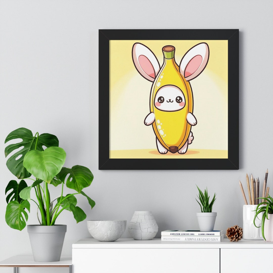 Bunny Rabbit Artwork Bun Goes Bananas Digital Download for Printing on ...