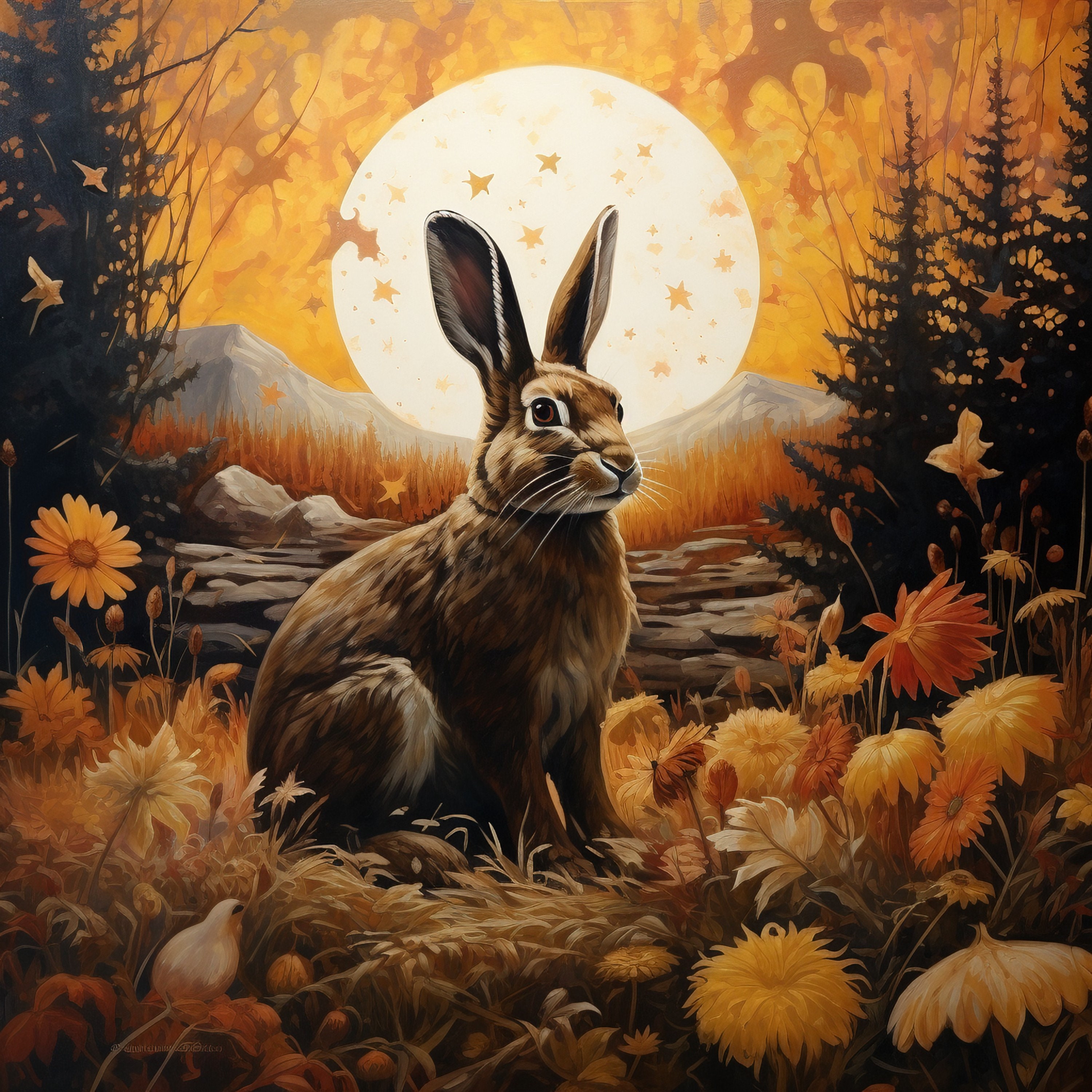 Bunny Rabbit Artwork Autumn Equinox Digital Download for - Etsy