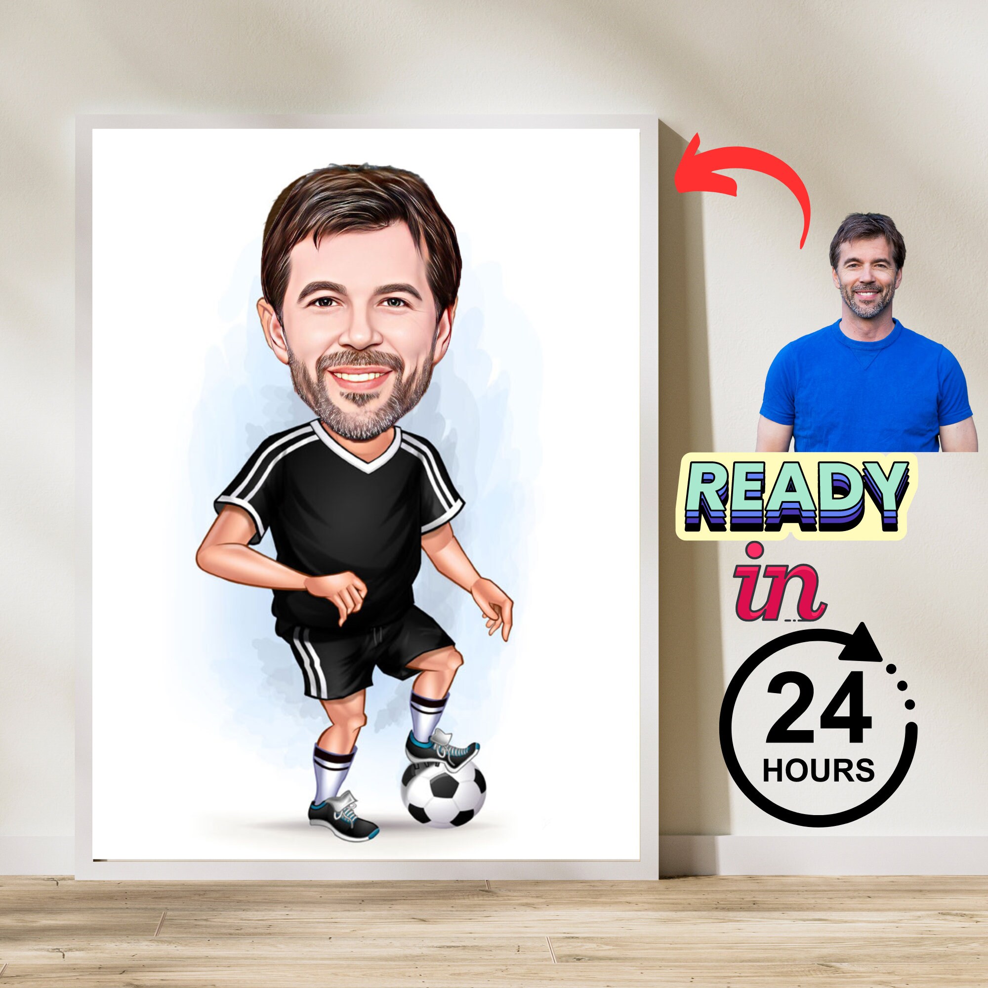 Custom Soccer Player Cartoon Portrait Soccer Caricature - Etsy