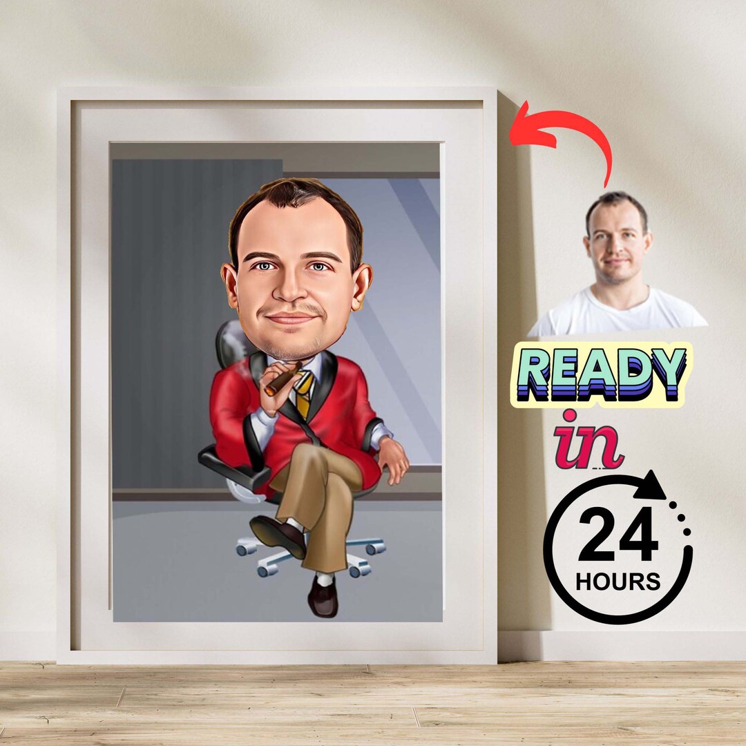 Personalisierte Chef-Karikatur vom Foto, Chef-Geschenk für Männer, Chef ...