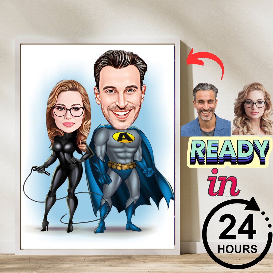 Custom Couple Portrait Superhero Portrait From Photo - Etsy