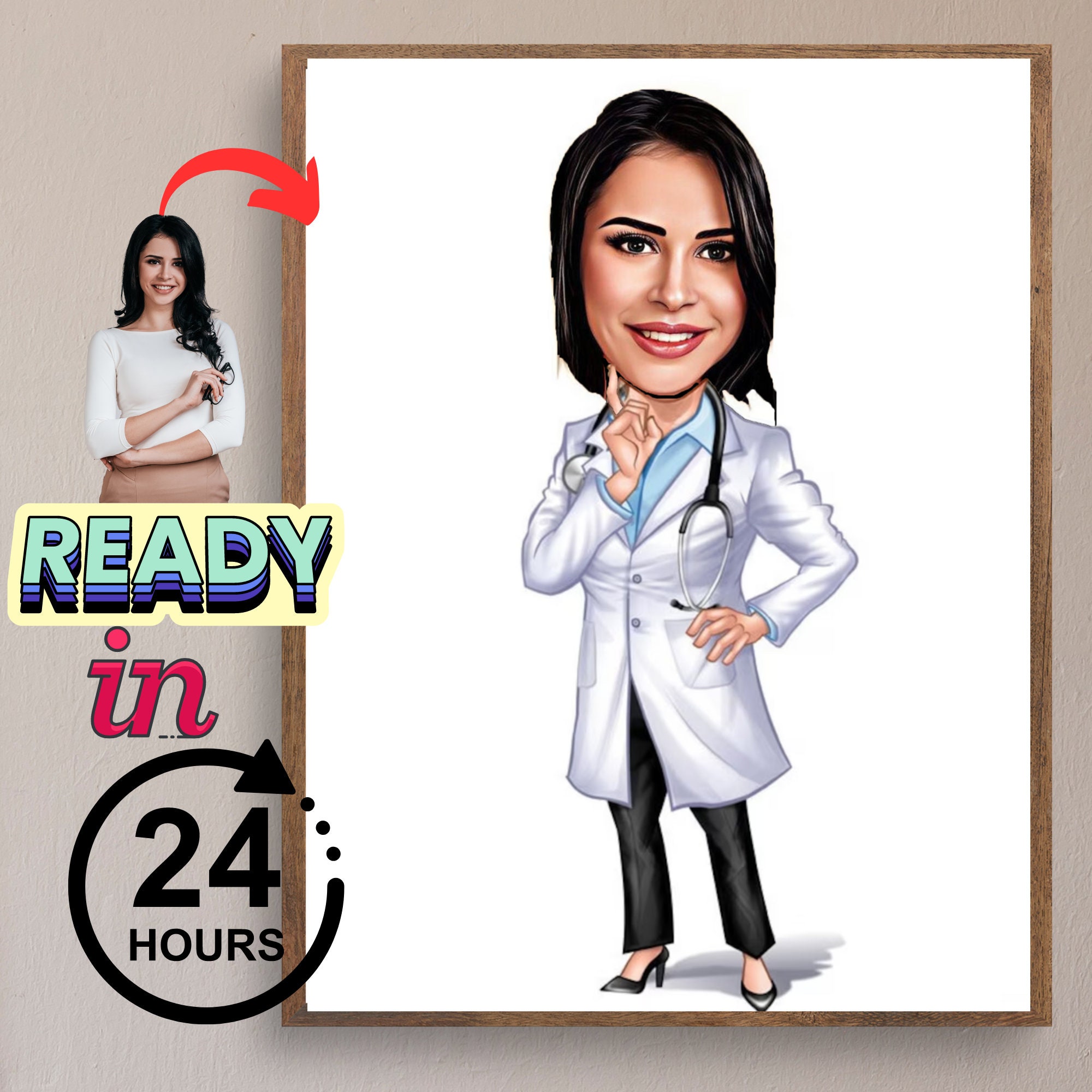 Funny Doctor Women Cartoon