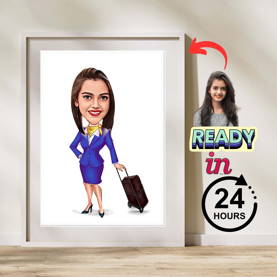 Sky High Smiles: A Caricature Tribute to the Glamorous World - Etsy UK