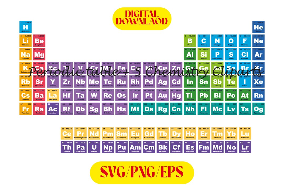 Periodic Table and 5 Chemistry Cliparts SVG, PNG and EPS - Etsy