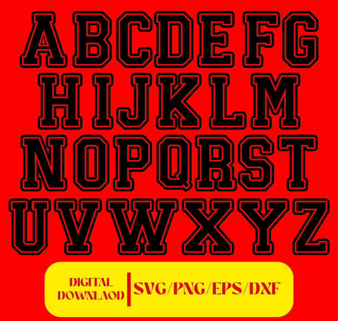 Varsity Letters and Numbers | Sports Alphabet | Jersey Numbers Svg ...