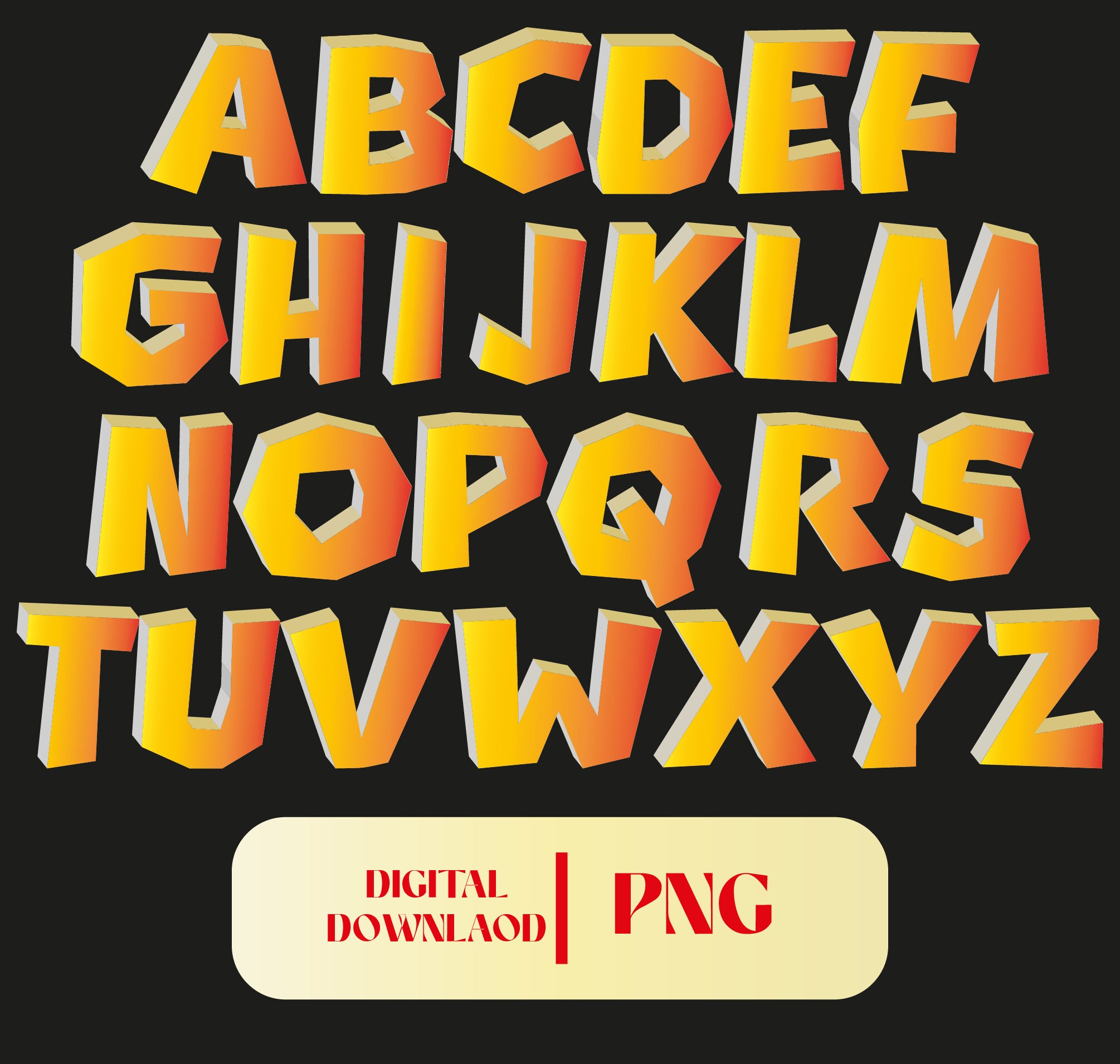 3D Font PNG | 3D Letters Png | 3D Numbers Png | 3D Alphabet Png | 3D ...
