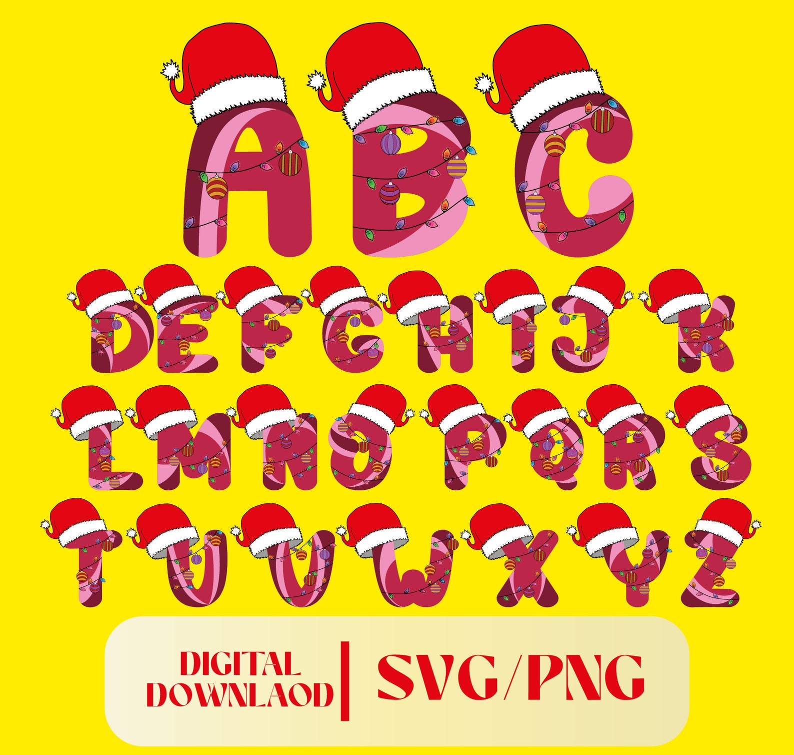 Christmas Alphabet SVG and PNG | Letters Svg for Cricut | Letters and ...