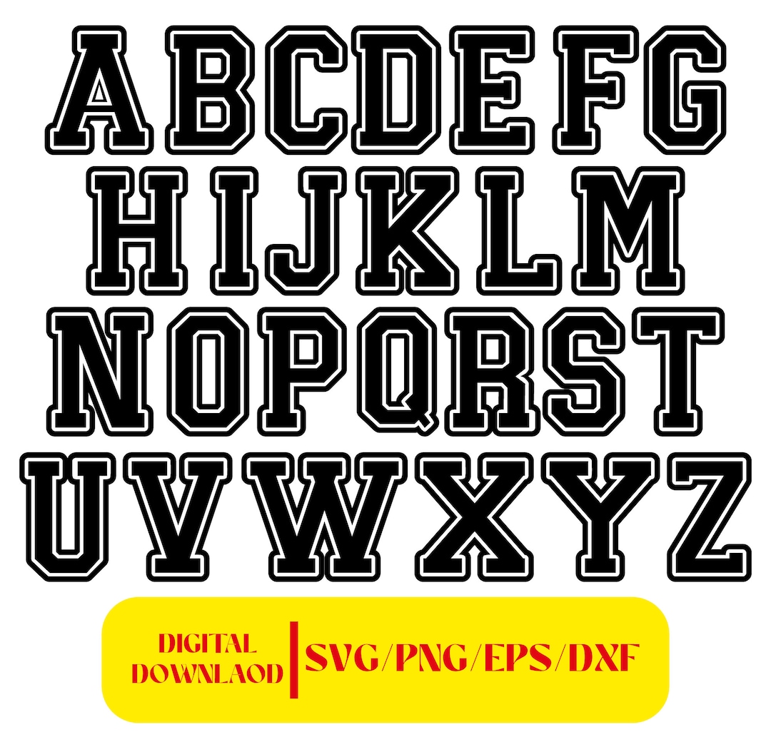 Varsity Letters and Numbers | Sports Alphabet | Jersey Numbers Svg ...