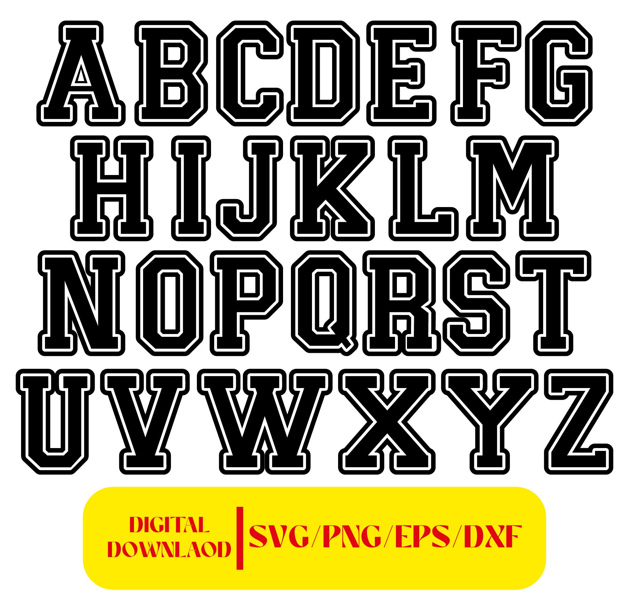 Varsity Letters and Numbers | Sports Alphabet | Jersey Numbers Svg ...