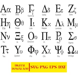 Greek Letters Svg, Png, Eps and Dxf Files |instant Download | Fancy ...