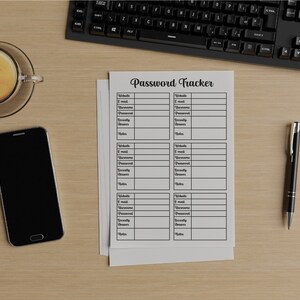 Printable Password Tracker PDF A5, A4 and US Standard Sizes - Etsy