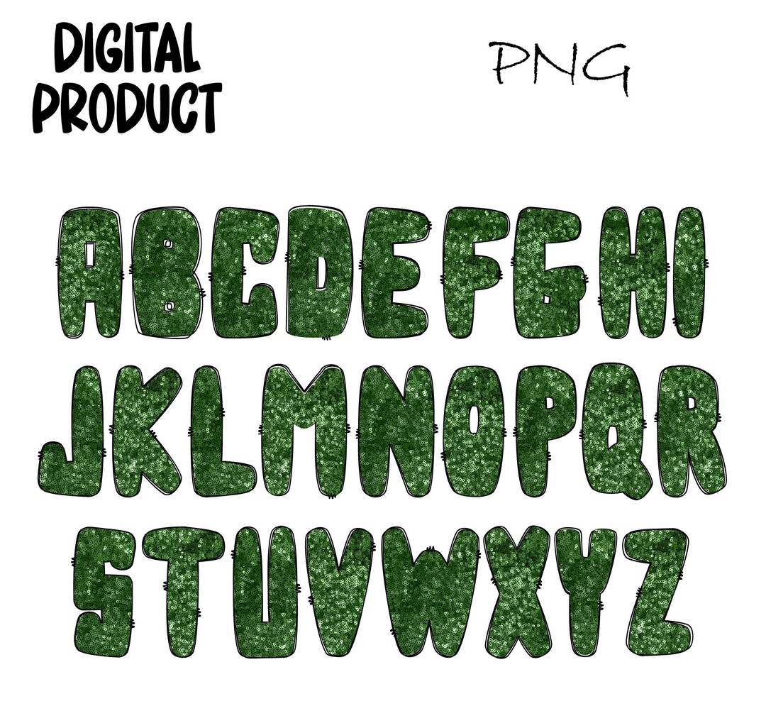 Faux Sequin Doodle Font: PNG Alphabet & Numbers (digital Download) - Etsy