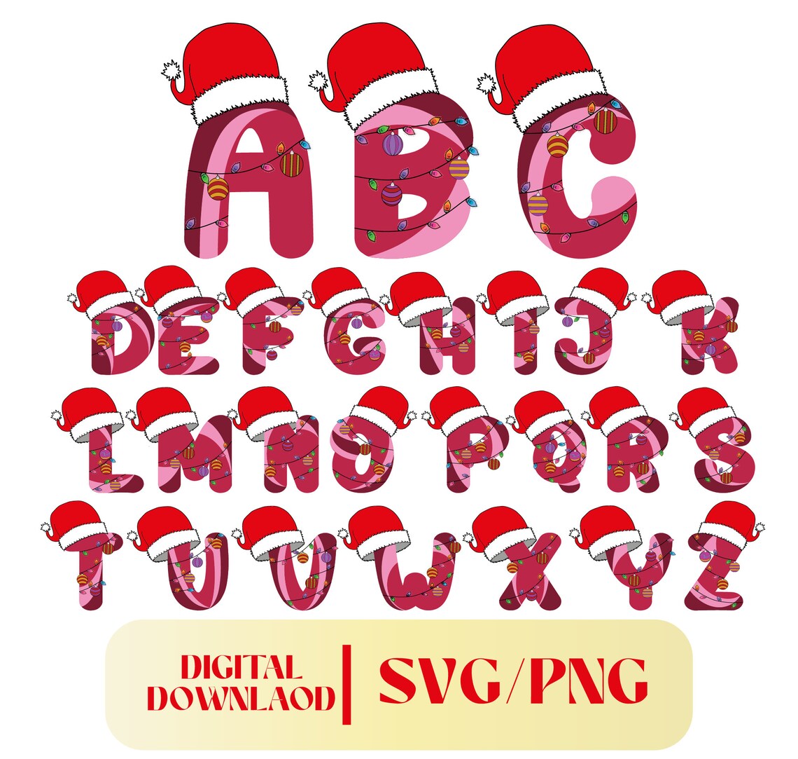 Christmas Alphabet SVG and PNG | Letters Svg for Cricut | Letters and ...
