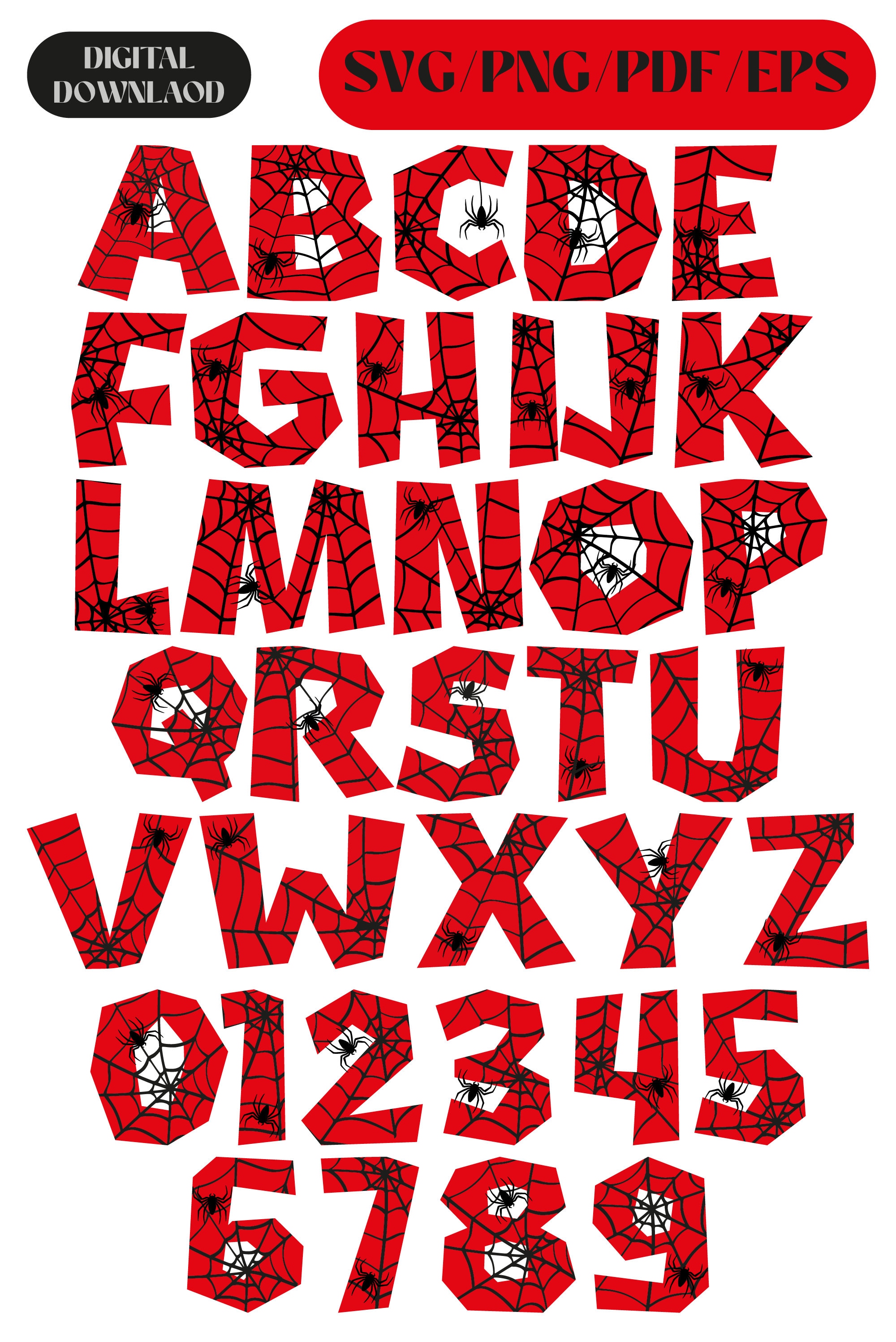 Spiderman Letters Svg | Spiderman Numbers Svg | Spiderman Font - Etsy