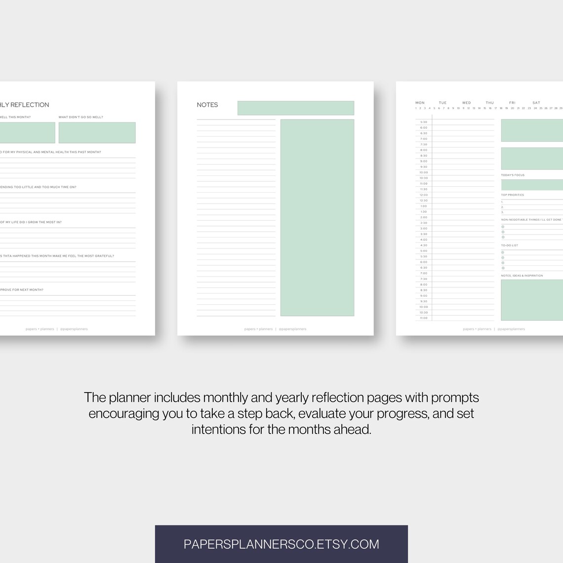 2024 REFLECTION PLANNER JOURNAL Printable Monthly Weekly Daily Self ...