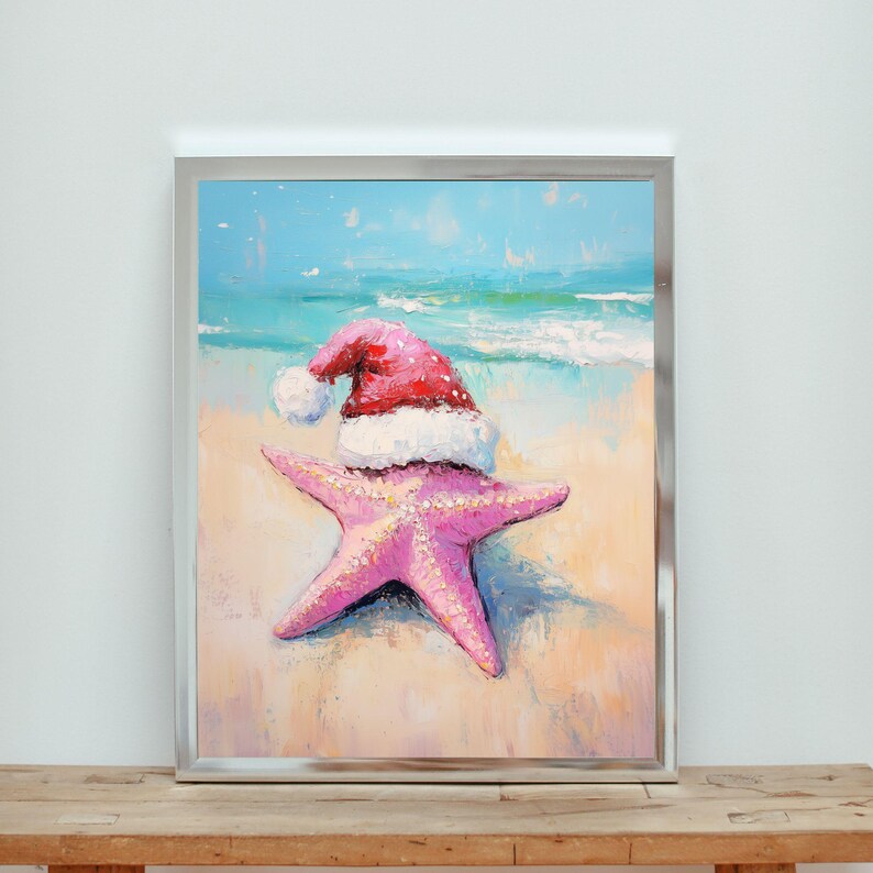 Christmas Starfish Art Print, Coastal Holiday Decor - Etsy