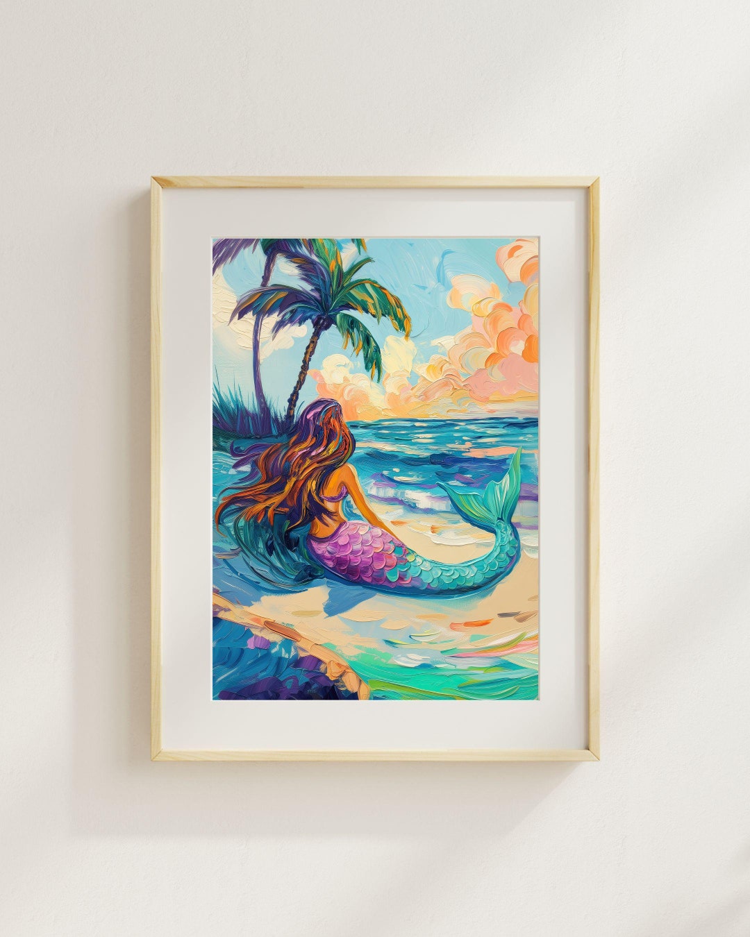 Mermaid Art Print or Canvas - Tropical Ocean View Wall Decor, Coastal ...