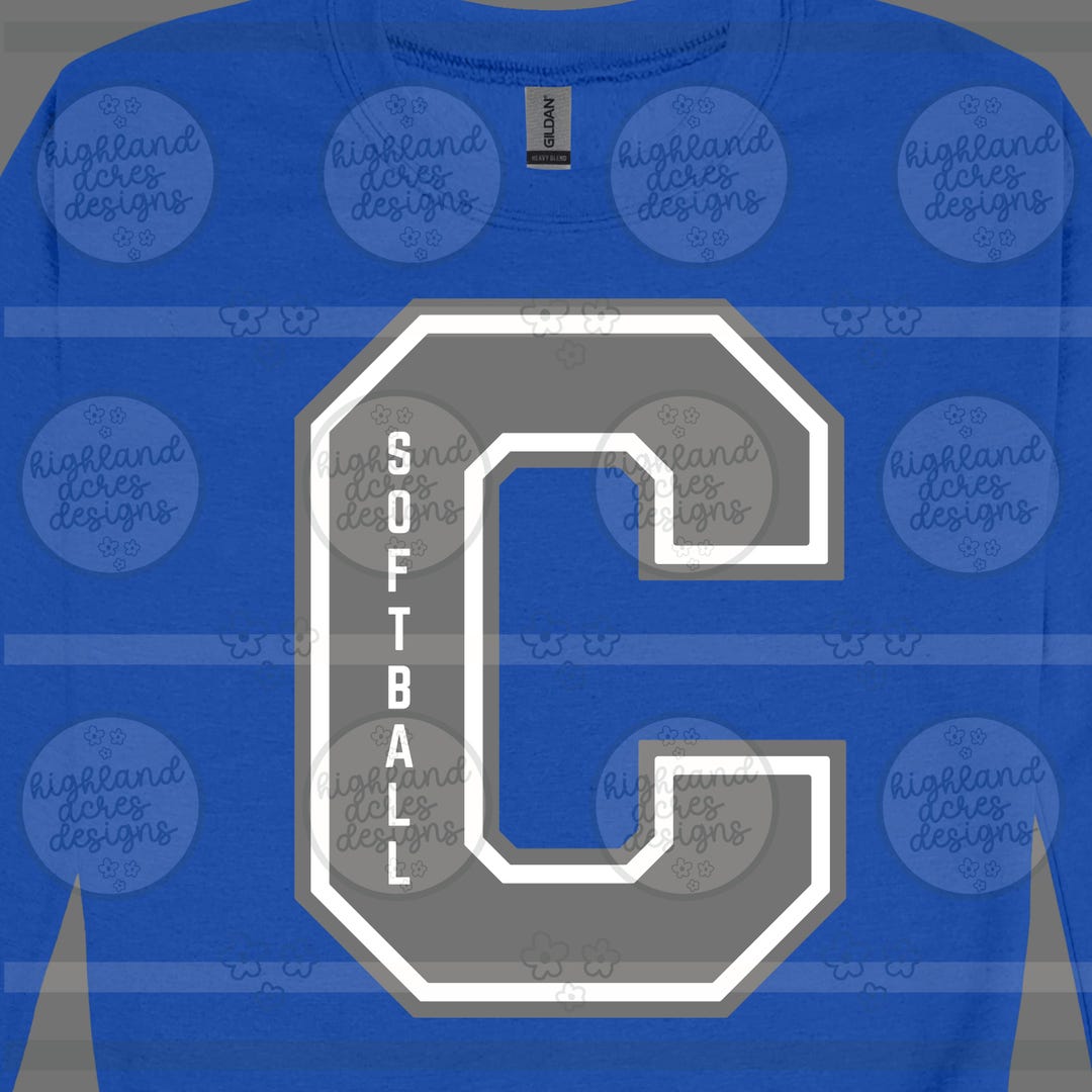 Varsity C Softball Design L Gray White L Game Day L PNG L Digital ...