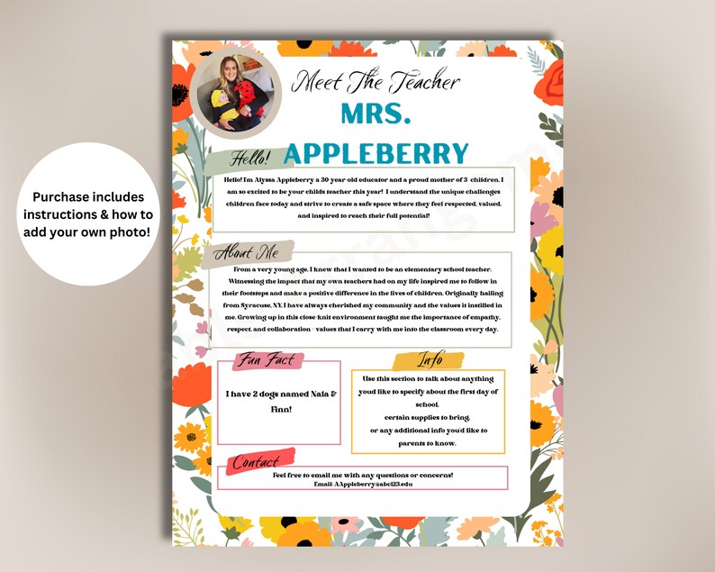 EDITABLE Meet the Teacher Letter Templates Modern Colorful Elementary ...