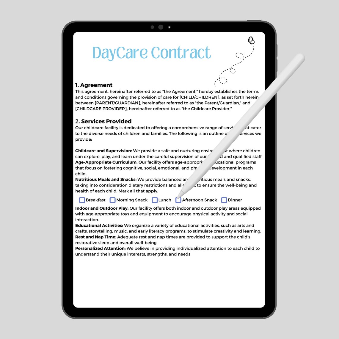 Editable Daycare Contract, Home Childcare Contract, Daycare Agreement ...