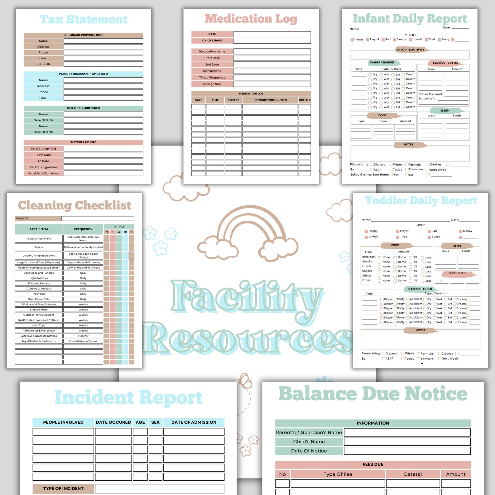 Daycare Printable Forms, Daycare Starter Kit, Home Daycare Paperwork ...
