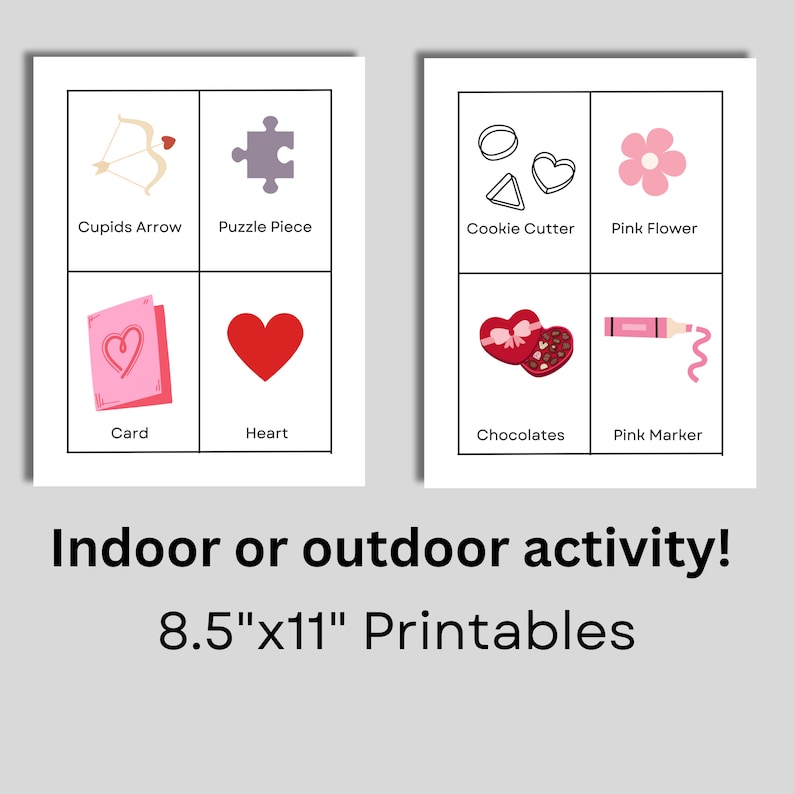 Valentines Scavenger Hunt for Kids, Preschool Activity, Valentines Game ...