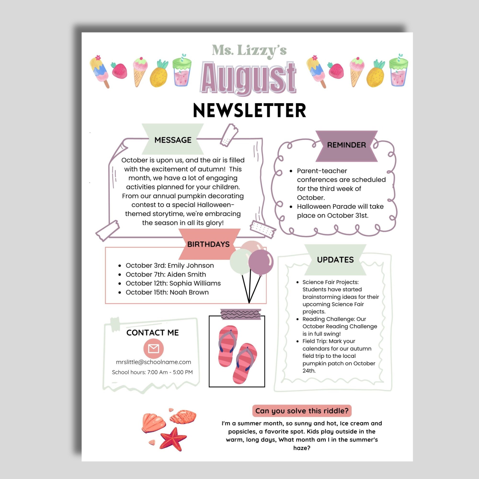 Newsletter Template Bundle, PTA Templates, 12 Months of School ...