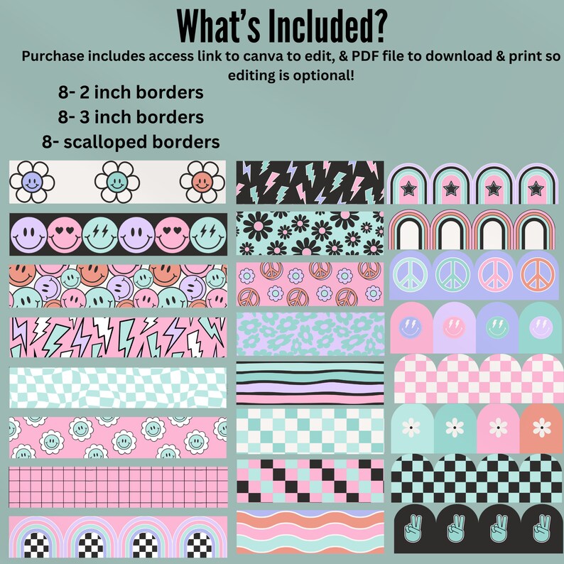 Classroom Bulletin Board Borders Editable Canva Templates Pastel ...