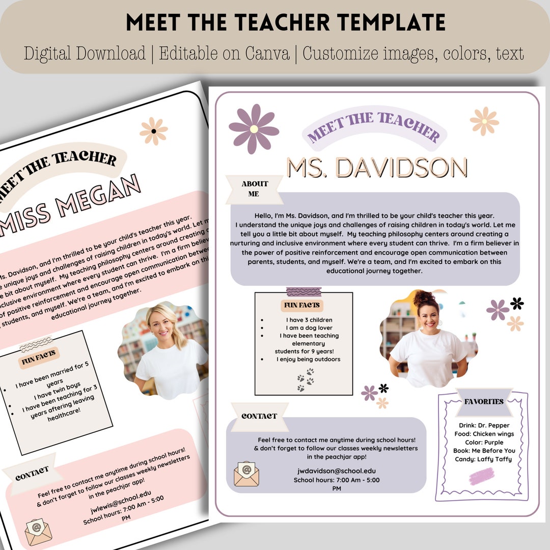 Meet the Teacher Editable Template, Teacher Introduction Flyer ...
