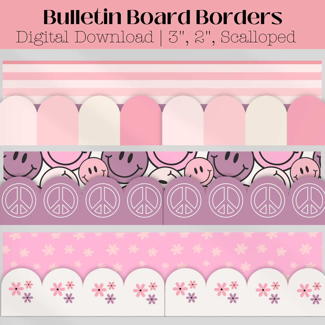 Groovy Valentines Day Bulletin Board Borders, Fun Retro Classroom Decor ...