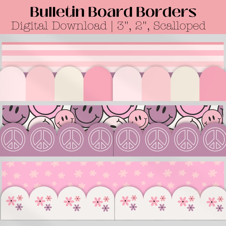 Groovy Valentines Day Bulletin Board Borders, Fun Retro Classroom Decor ...