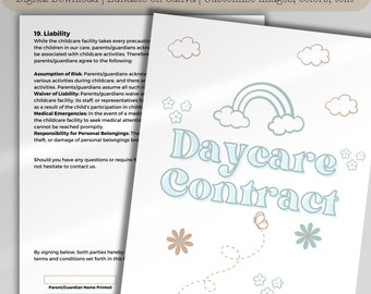Editable Daycare Contract, Home Childcare Contract, Daycare Agreement ...