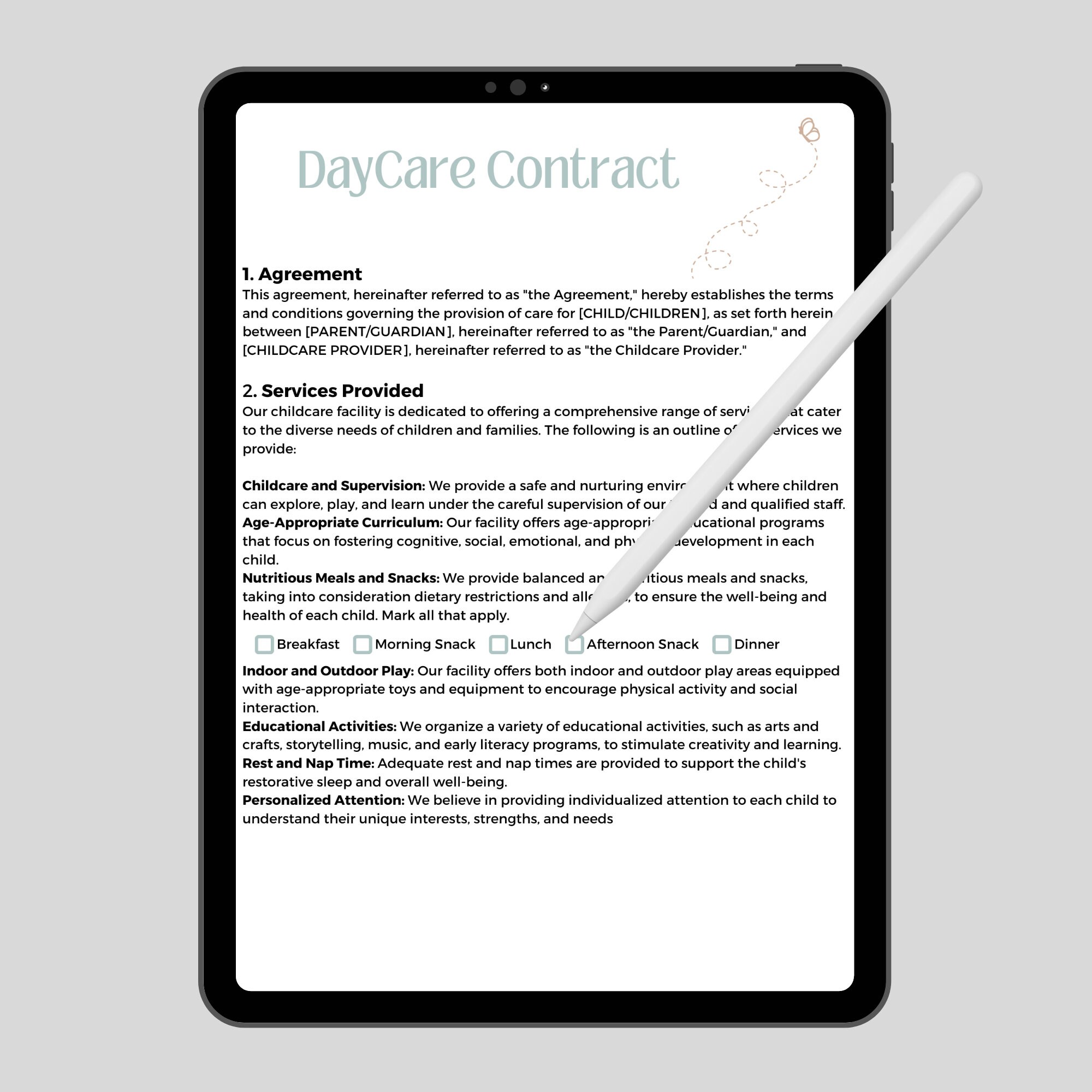 Editable Daycare Contract, Home Childcare Contract, Daycare Agreement ...