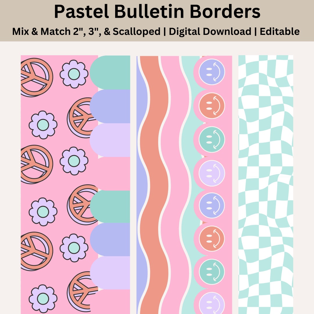 Classroom Bulletin Board Borders Editable Canva Templates Pastel ...