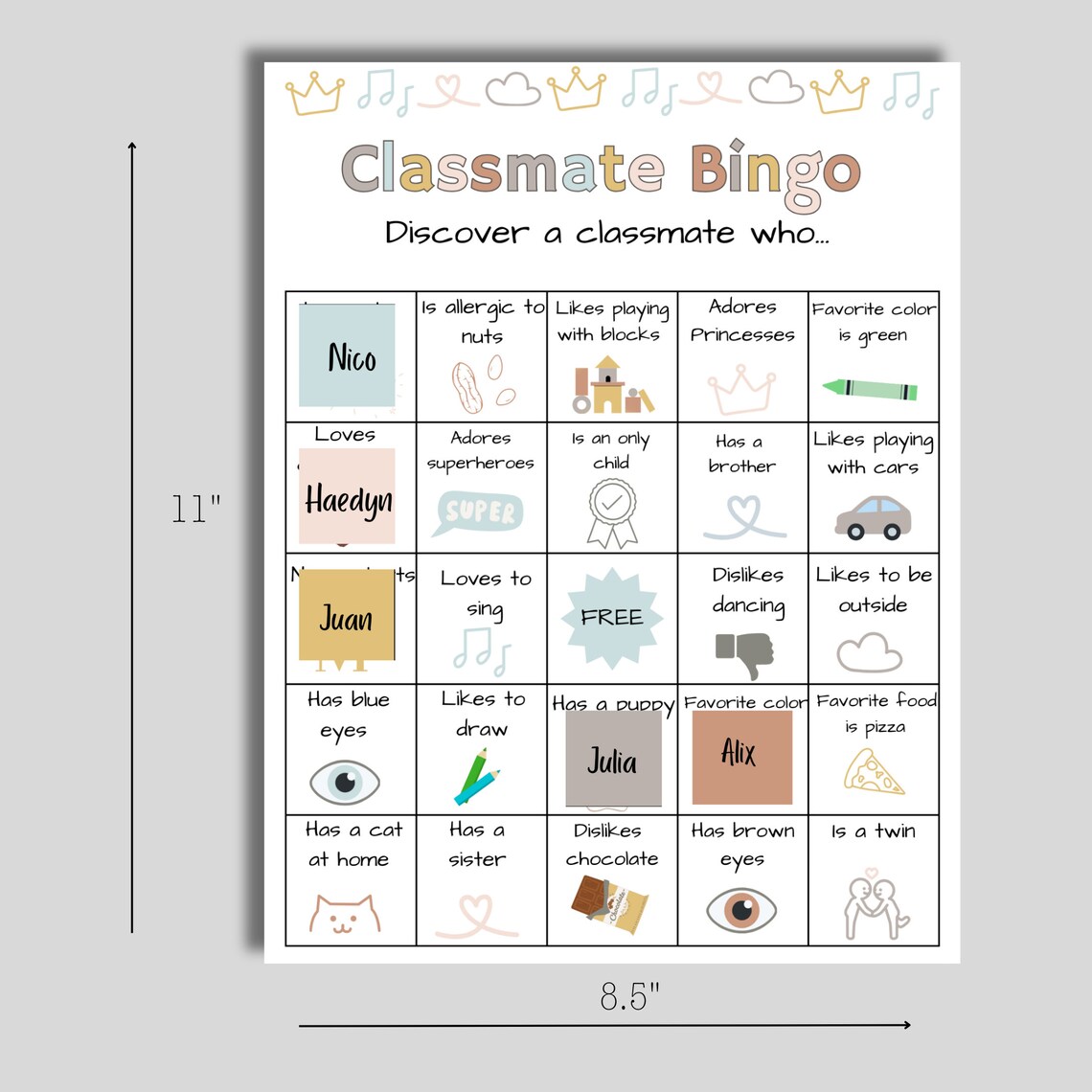 Preschool Activity Bingo, Get to Know You Game for Kids, Icebreaker for ...