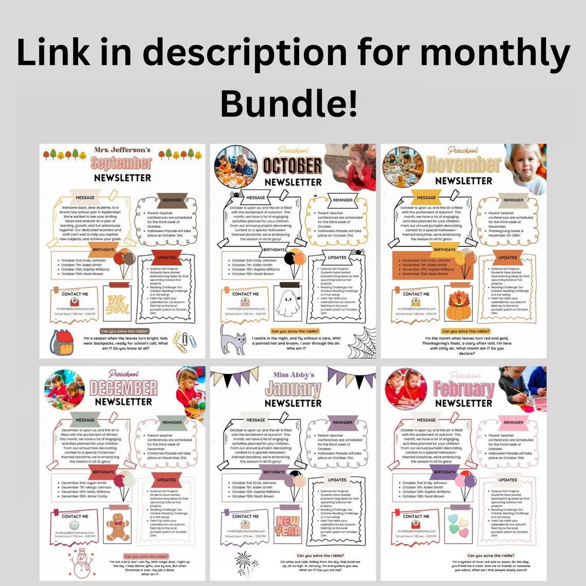 January Newsletter Template, Winter Newsletter, Teacher Template, PTO ...