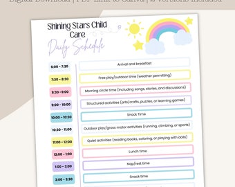 Daily Daycare Schedule, Daycare Forms, Class Schedule Printable ...